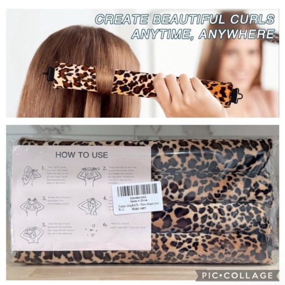 Hair | New Heatless Silk Hair Curling Rods 4jumbo Rods In Leopard Print ...